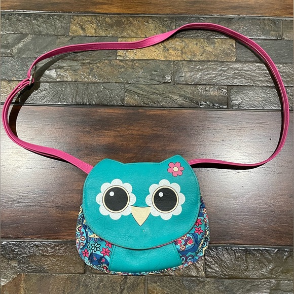 Teal Owl | Accessories | Teal Pink Whimsical Paisley Owl Crossbody ...